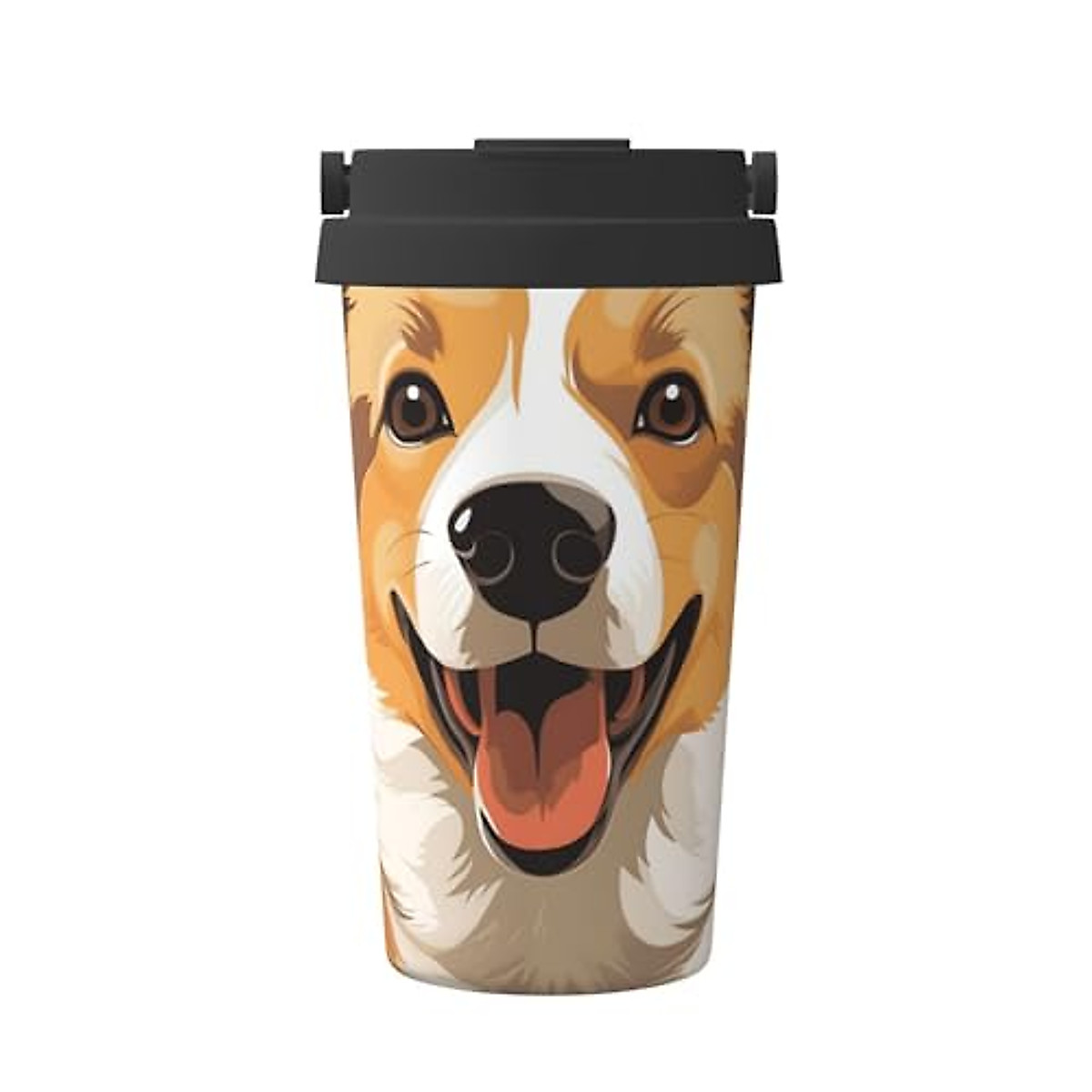GTKSYNVE Reusable Coffee Mug with Lid and Handle, Cute Cartoon Welsh Corgi Dog Tumbler for Hot & Cold Drinks 16oz Stainless Steel Insulated Coffee Tumblers Double Wall Vacuum Thermal Cup