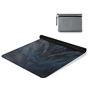 GOODOLD Black Dragon Head Yoga Mat, 71 x 26 Inch Non-slip Yoga Mats Folding Travel Exercise Mat Indoor Outdoor Gym Pilates with Storage Bag for Women Men