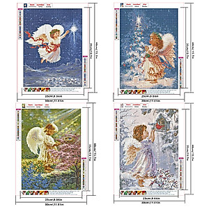 4 Pack 5D Diamond Painting for Adults DIY Angel Diamond Painting Full Drill Round Diamond Dots Art Kits for Kids DIY Elves Girl Diamond Art Painting Diamond Pictures Mosaic Sticker Art Kits 12x16In