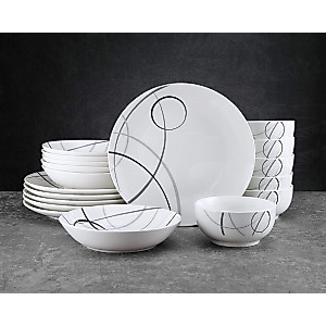 Studio Nova Porcelain 18-Piece Dinnerware Set, Service For 6, Circles
