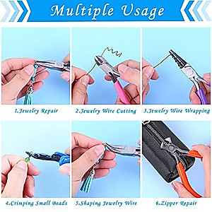 Jewelry Pliers, Acejoz 6pcs Jewelry Making Tools Kit Includs Needle Round Nose Pliers, Wire Cutters, Crimping Pliers, Bent Nose Pliers, End Nippers for Beading Craft