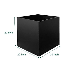 Galvanized Steel Planter Box Black Metal Planter Large Square Indoor Outdoor Planters Cube Steel Heavy Duty Flower Pot 20Inch Powder Coating Modern Commercial Residential for Patio, Deck, Yard, Garden