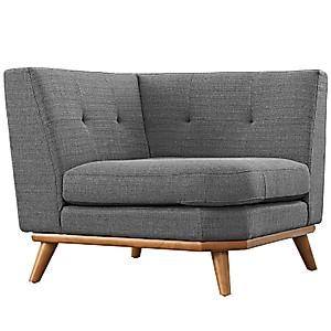 Modway Engage Corner Sofa in Mid-Century Modern Upholstered Fabric Gray