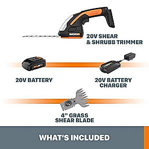 Worx WG801 20V Power Share 4" Cordless Shear and 8" Shrubber Trimmer (Battery & Charger Included)