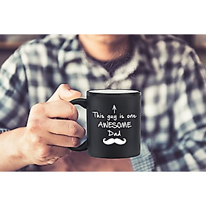 One Awesome Dad Funny Coffee Mug - Best Dad Gifts from Daughter, Son, Wife - Unique Gifts for Dad, Men - Cool Birthday Present Ideas for Husband, Father, Him - Novelty Dad Mug, Fun Cup (Matte Black)