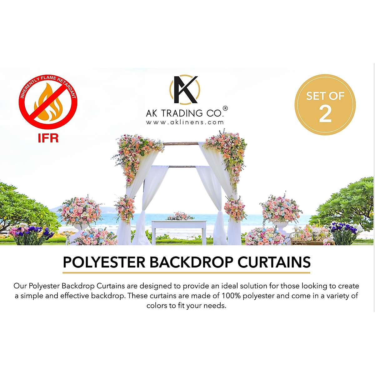 AK TRADING CO. 10 feet x 8 feet IFR Polyester Backdrop Drapes Curtains Panels with Rod Pockets - Wedding Ceremony Party Home Window Decorations - Marigold