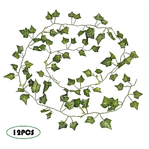 LuLuHouse Exoment 78Ft 12 Strands Artificial Ivy Leaf Plants Greenery Hanging Vines for Home Room Garden Office Wedding Wall Decor (Green)