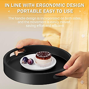 Homerays 12 Inch Lazy Susan Organizer, Kitchen Rotating Spice Rack, Bamboo Lazy Susan with Double Handles for Kitchen Cabinet (Black, Medium)