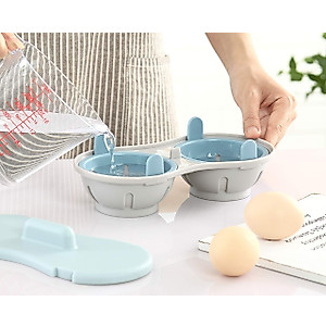 Microwave Egg Poacher BPA Double Egg Poacher Egg Cooker Dishwasher Safe Dual Caves High Capacity Design Microwave Poached Egg Steamer