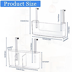 EsLuker.ly 2 Pack Over Cabinet Door Organizer Holder, 2 Styles Plastic Cabinet Storage Basket for Kitchen Pantry Bathroom| Hang Outside or Inside Door (Single Grid & Three Grids, Clear)