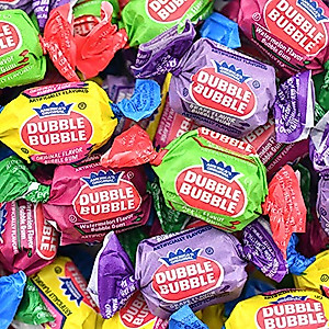 Tootsie Roll Dubble Bubble Gum - 300 Count Resealable Tub of Individually Wrapped Fruit and Bubble Gum - Original, Watermelon, Apple and Grape Flavors - Peanut and Gluten Free, 47.6 Ounce