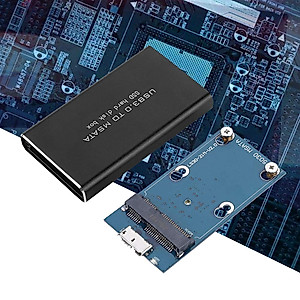 ASHATA SSD Hard Drive Enclosure, Portable USB3.0 to MSATA SSD Hard Disk Box,6Gbps Fast Speed MSATA/Mini PCI-E SSD Solid State Disk Enclosure Hard Disk Box,30 * 30/50mm Black