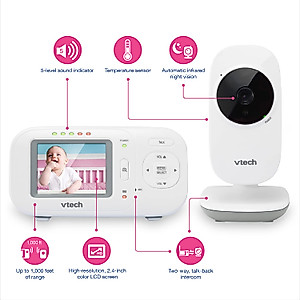 VTech VM2251 2.4" Digital Video Baby Monitor with Full-Color and Automatic Night Vision (Renewed)