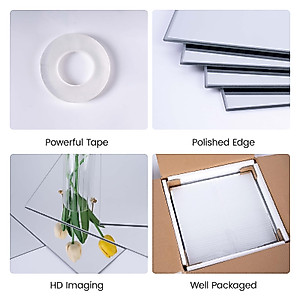 FOLUVUR 16PCS 14"x12" Home Gym Mirror Wall-Mounted Glass Full Length Mirror Tiles Door Mirror Wall Mirror Full Body Mirror Frameless for Dance Garage Yoga