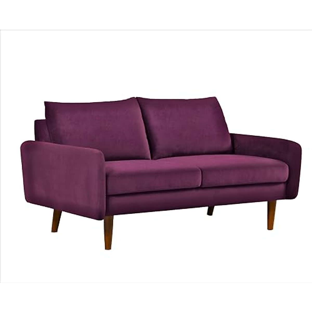 US Pride Furniture Kent Modern Velvet Loveseat Sofa, Comfortable 2 Seater Couch for Living Rooms and Small Spaces, Ideal Studio Apartment Furniture with Sleek Design, Eggplant