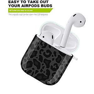 Leopard Airpods Case for Women, Olytop Cute Cheetah Print Airpod Case Cover for Apple AirPods 2&1 Charging Case, Shockproof Protective Cover Skin Shell Girls with Keychain- Black/Grey Leopard