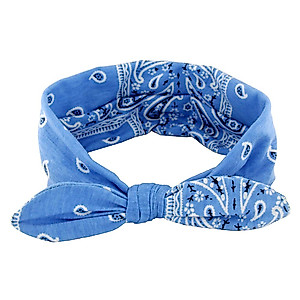 Yeshan Boho Bow Headbands for Women Vintage Paisley Bandana Flower Printed Hairband Elastic Rabbit ear Head Wrap Cute Hair Accessories,pack of 6