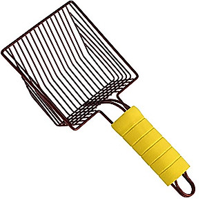 Lxmons Cat Litter Scoop, Steel Metal Scooper with Deep Shovel and Long Foam Handle for Kitty Litter Box, Soft Pet Sifter, Comfy Poop Sifting, Pooper Lifter, Durable and Heavy Duty, Bronze Finish