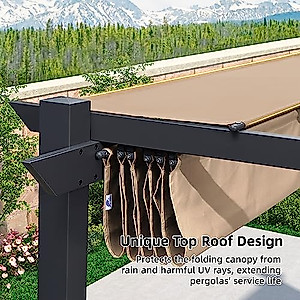 PURPLE LEAF Outdoor Metal Pergola with Retractable Canopy 10' x 13' Patio Aluminum Pergola for Deck Garden Backyard Modern Small Pergola, Beige