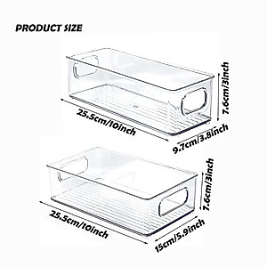 LARAHT Refrigerator Organizer Bins Clear Plastic Food Storage Bin Fruit Yogurt Snacks Storage Container with Handles for Pantry Fridge Countertops Cabinets