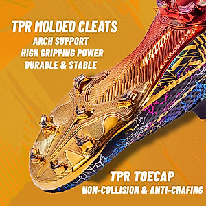 Niber Unisex Soccer Cleats Football Ankle Spikes Lace-Up Lightweight Professional Firm Ground Sports Athletic Exercise Turf Shoes Sneaker