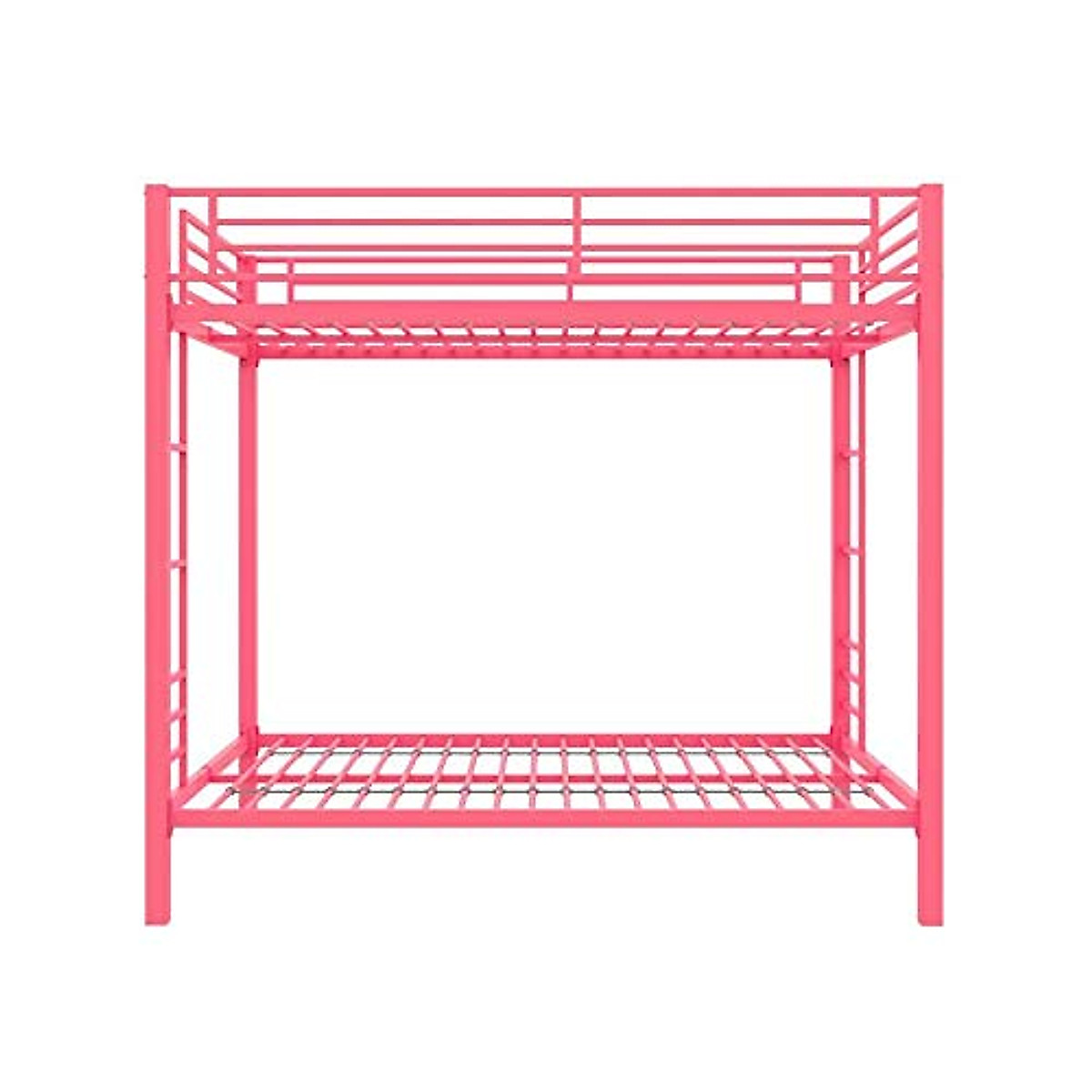 DHP Full over Full Bunk Bed for Kids, Metal Frame with Ladder (Pink)