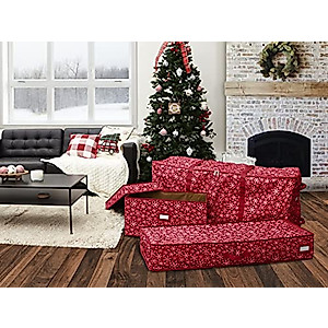 Covermates Keepsakes Underbed Storage Bag - Carrying Handles, Mesh Interior Pocket - Holiday Storage-Red Snowflake
