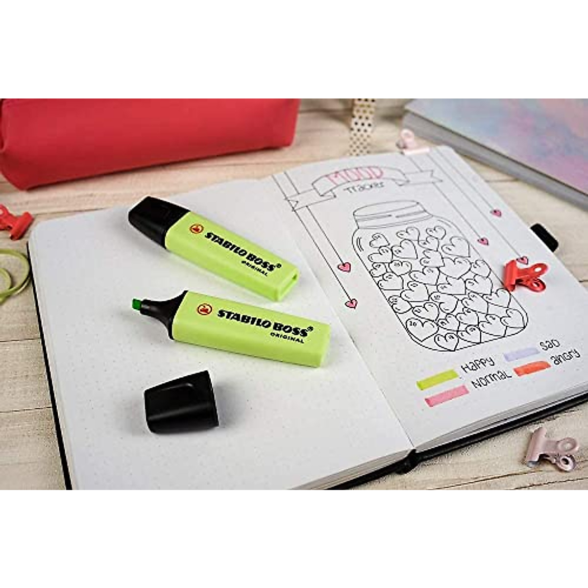 Highlighter - STABILO Boss Pastel Wallet of 4 Assorted Colours, 4 Colours - Mix 2