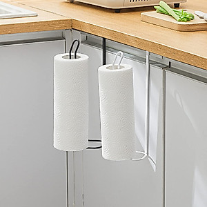 LINFIDITE Paper Towel Holder Hanger Under Cabinet Wine Glass Holder Paper Towel Racks No Drilling Sliding Wall Mount Paper Rolls Rack Kitchen Hanging Storage Rack