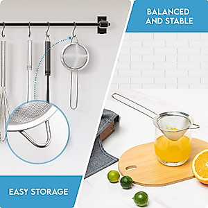 Kafoor Fine Mesh Strainer - 3.3 Inch Conical Sieve - Tea Strainers for Loose Tea, Coffee Strainer, Food Strainer, Juice Strainer, and Much More! (Simple Handle)