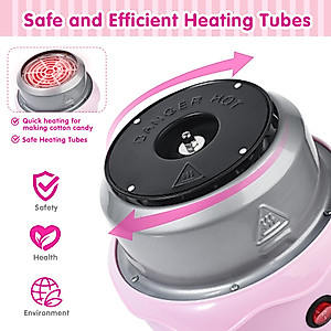 MOMULL Cotton Candy Machine, Mini Cotton Candy Maker for Kids, Pink Vintage Candy Maker for Christmas Gift, Home, Birthday Family Party, Includes 25 Cotton Candy Sticks & Sugar Scoop