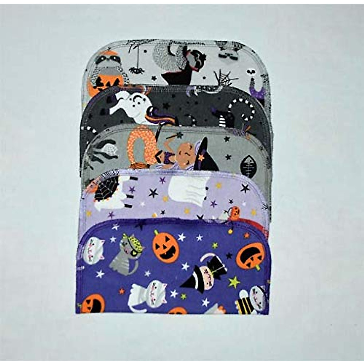 2 Ply Printed Flannel Little Wipes (R) Set of 5 8x8 inch Napkins Creepy Cuties Halloween