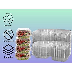 Smygoods Plastic Clamshell Food Containers, (Pack of 25-8x8x3 3/8) To Go Containers, Hinged Food Container