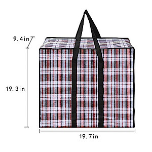 CLARA Large Checkered Storage Bag Oversized Waterproof Moving Totes Carrying Bag Luggage Bag Reusable Laundry Bag(Black, 20×20’’)