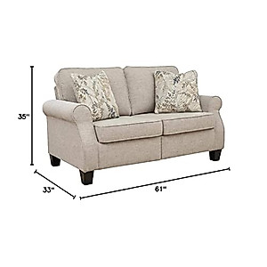 Signature Design by Ashley Alessio Modern Transitional Loveseat with Pillows, Beige