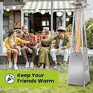 Outdoor Patio Propane Space Heater - 48,000 Btu Pyramid Propane Heater, Outdoor Heater, Portable Heater, Patio Heater Propane, W/ Wheels, Fire Pit Metal Heat (PPH-PYR)