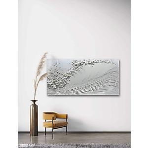 Yika Art Canvas Paintings, Wall Art Thick Texture Sea Wave Painting Modern Gorgeous Abstract Hand Painted Abstract Oil Painting on Canvas Modern Wall Art Decor 24x48 inches