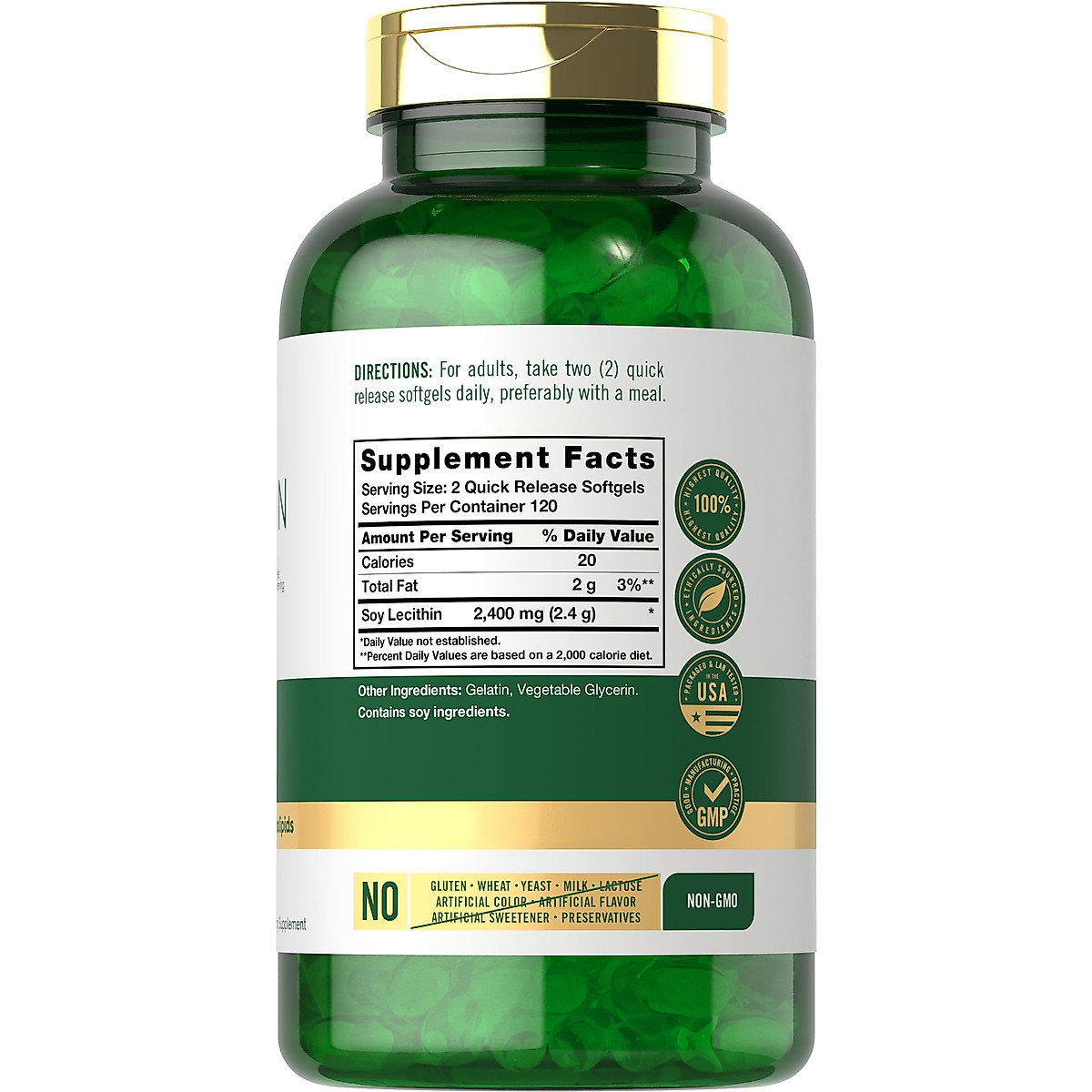 Carlyle Lecithin 2400mg | 240 Softgel Capsules | Phospholipid Supplement | Non-GMO, Gluten Free