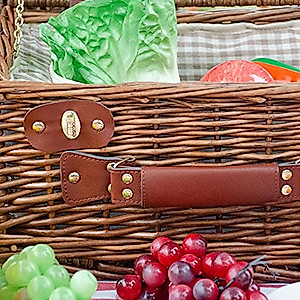SatisInside Picnic Basket for 2 Wicker Picnic Set with Insulated Liner for Camping,Wedding,Valentine Day,Gift - Reinforced Handle, Coffee
