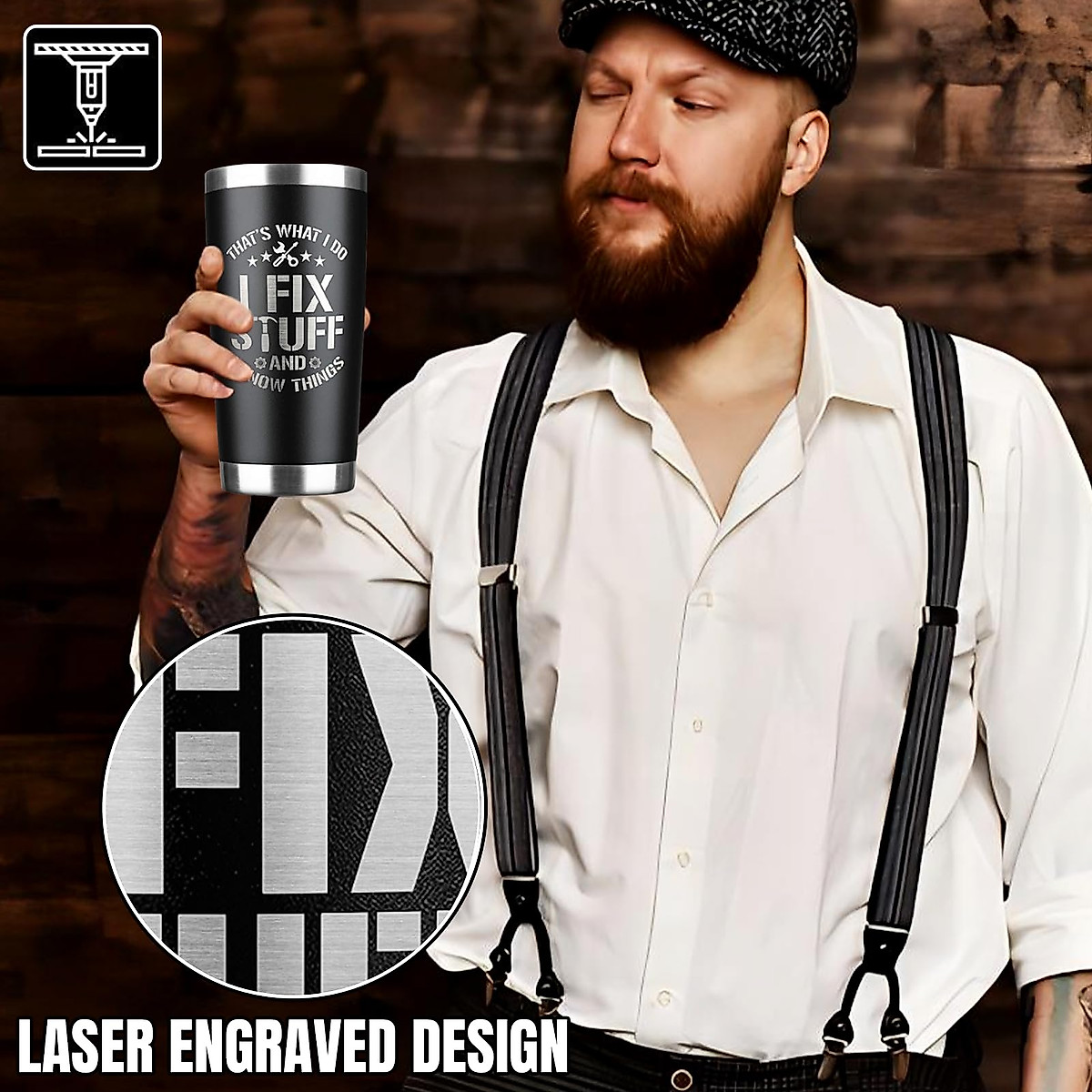 Father's Day Gifts for Dad, Men, Husband, Grandpa, Mechanic Father, Handyman - Mens Birthday Gift Ideas, Gifts for Dad for Birthday, Fathers day, Christmas, Keeps Drinks Hot or Cold, 20oz Tumbler