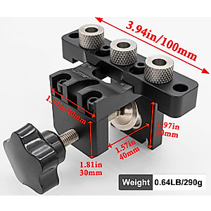 3-in-1 Dowel Jig Kit - Pocket Hole Jig with Adjustable Woodworking Drill Locator, 8/10/15mm Bits, Precision Guide for Furniture Assembly, DIY Projects, Durable Aluminum Alloy