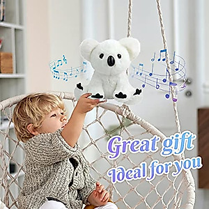 Glow Guards Musical Light up White Koala Stuffed Animal LED Singing Wildlife Soft Plush Toy with Night Lights Lullabies Birthday Idea Gift for Toddlers Kids, 10''