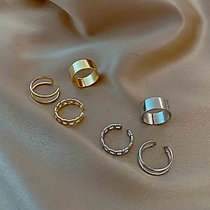 Yheakne Boho Rings Set Stackable Knuckle Finger Rings Gold Band Rings Minimalist Midi Rings Modern Finger Rings Accessories for Women and Teen Girls Gifts (Gold)