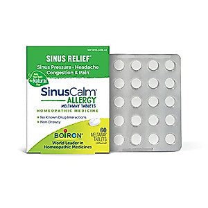 Boiron SinusCalm Allergy Tablets for Relief from Sinus Pressure, Sinus Headache, or Sinus Congestion and Pain - 60 Count