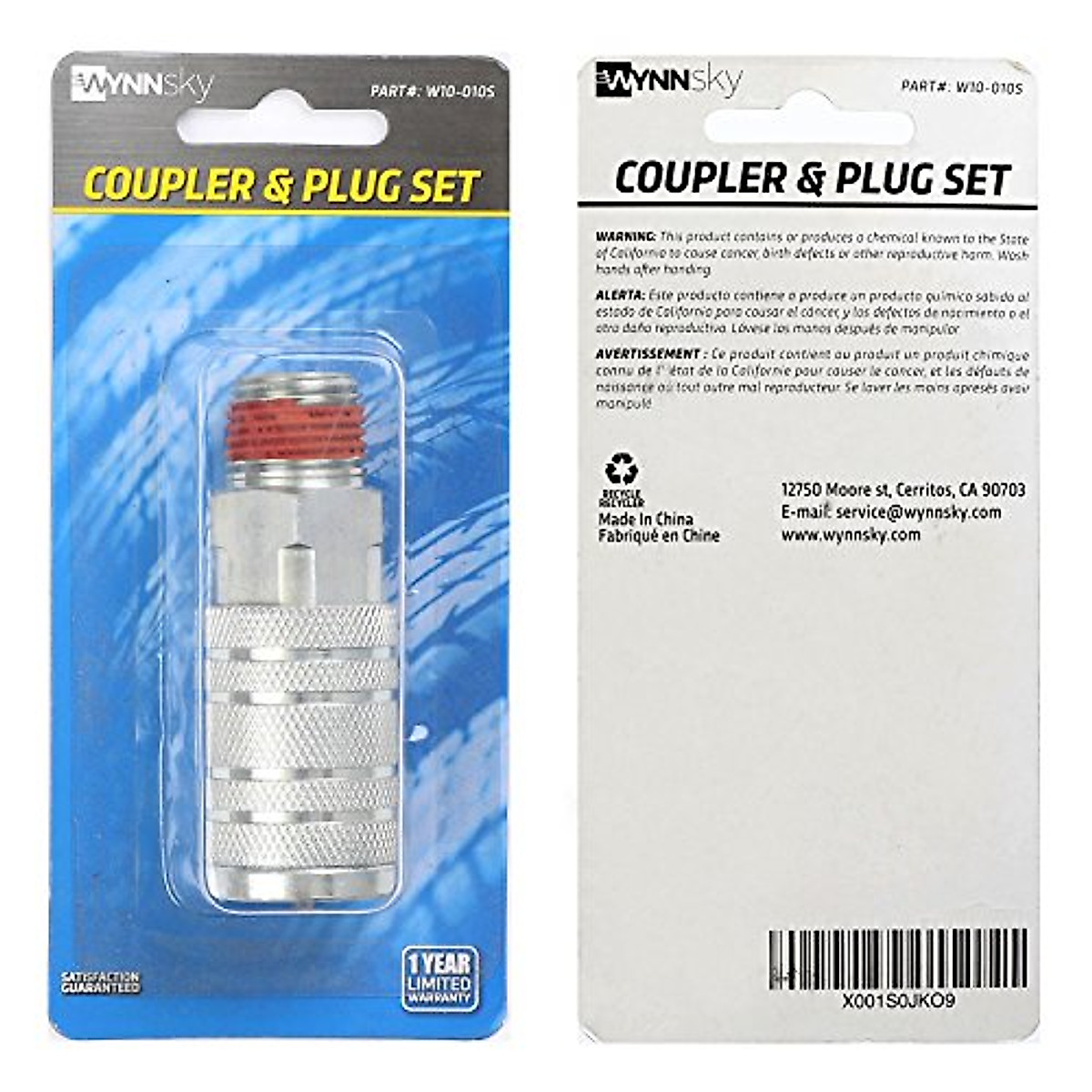 WYNNsky Industrial Air Coupler, 1/2 Inch Body Size, 1/2 Inch NPT Male Threads Size, Steel Air Accessories Hose Accessories Fittings