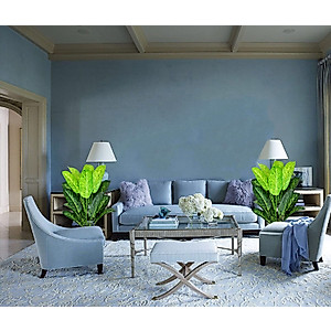 Rozwkeo Artificial Plants Fake Ficus Tree Leaves with Stems 29" Tall Faux Bird of Paradise Palm Tree Imitation Frond Green Leaf Tropical Plants Greenery Floral Jungle Party Home Garden Decoration