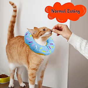 Seyezo Cat Cone Soft Collar, Adjustable Cat Recovery Collar for Small Medium Large Cats, Cute Donut E Collar After Surgery, Anti-Lick Wound Healing Elizabethan Collar for Kittens(Donut Blue, Small)