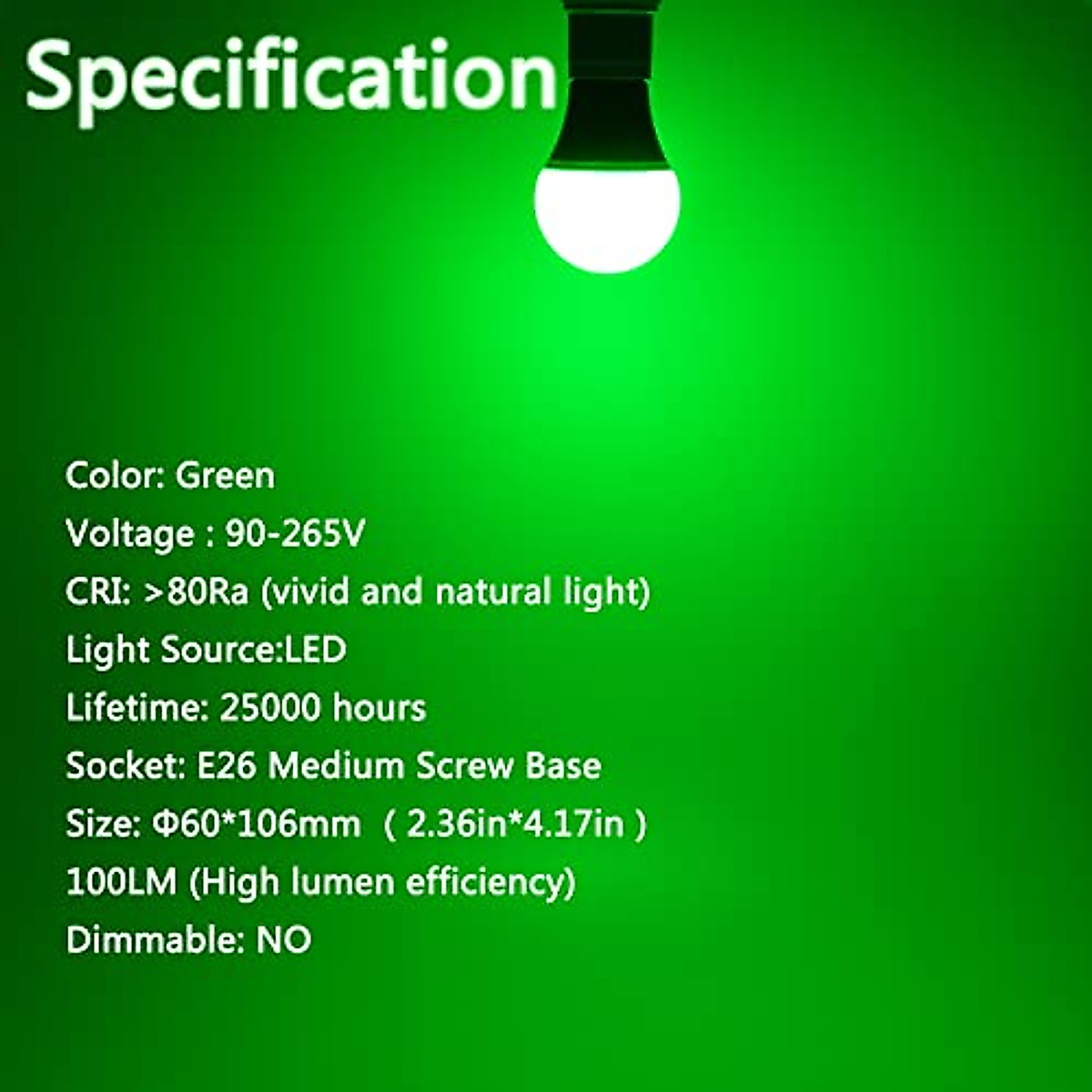 4 Pack LED Green Light Bulbs - A19 9Watts with E26 Base 60w Equivalent LED Green Bulb for Wedding Halloween Christmas Party Bar Decor, Porch, Home/Holiday Lighting, Decorative Illumination Green Bulb