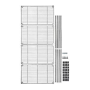 Amazon Basics 4-Shelf Adjustable, Storage Shelving Unit, (200 Pound Loading Capacity per Shelf), Steel Organizer Wire Rack, 13.4"D x 23.2"W x 48"H, Chrome