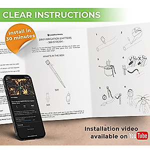 CARPATHEN Drip Irrigation Emitters Spray - 50 pcs Drip Sprinkler Head for 1/4 inch Drip Irrigation Tubing, 360 Degree Adjustable Drip Emitters Sprayer for Garden Irrigation System, Lawn, Flower Beds